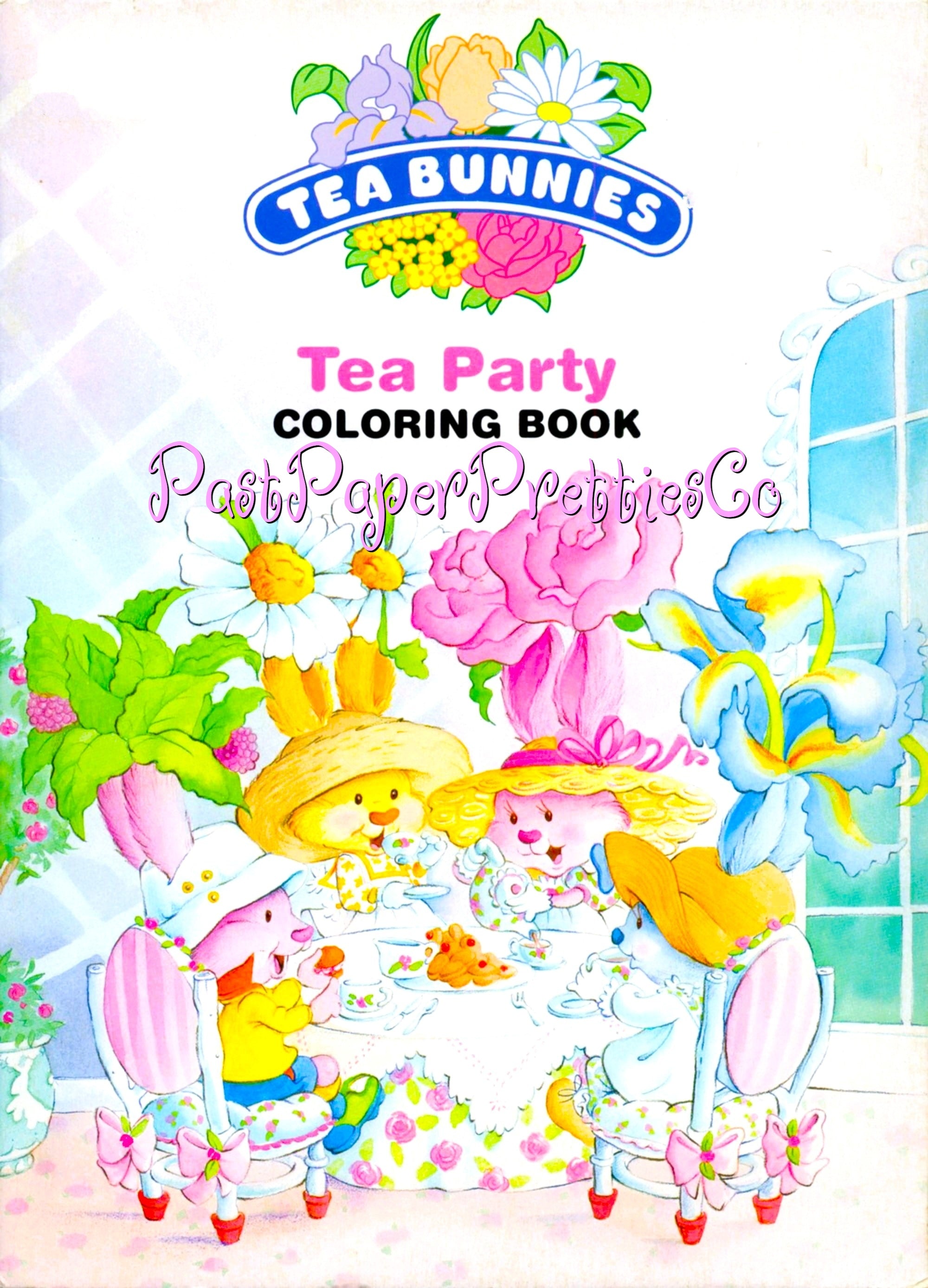 Vintage Coloring Book Tea Bunnies Tea Party Printable PDF Instant Digi ...