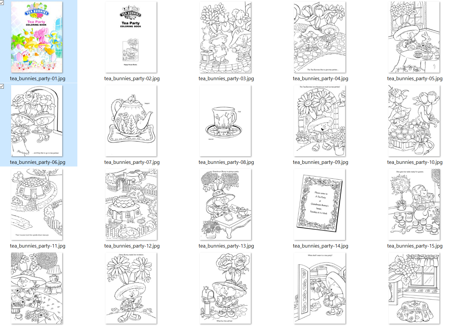 Vintage Coloring Book Tea Bunnies Tea Party Printable PDF Instant Digi ...