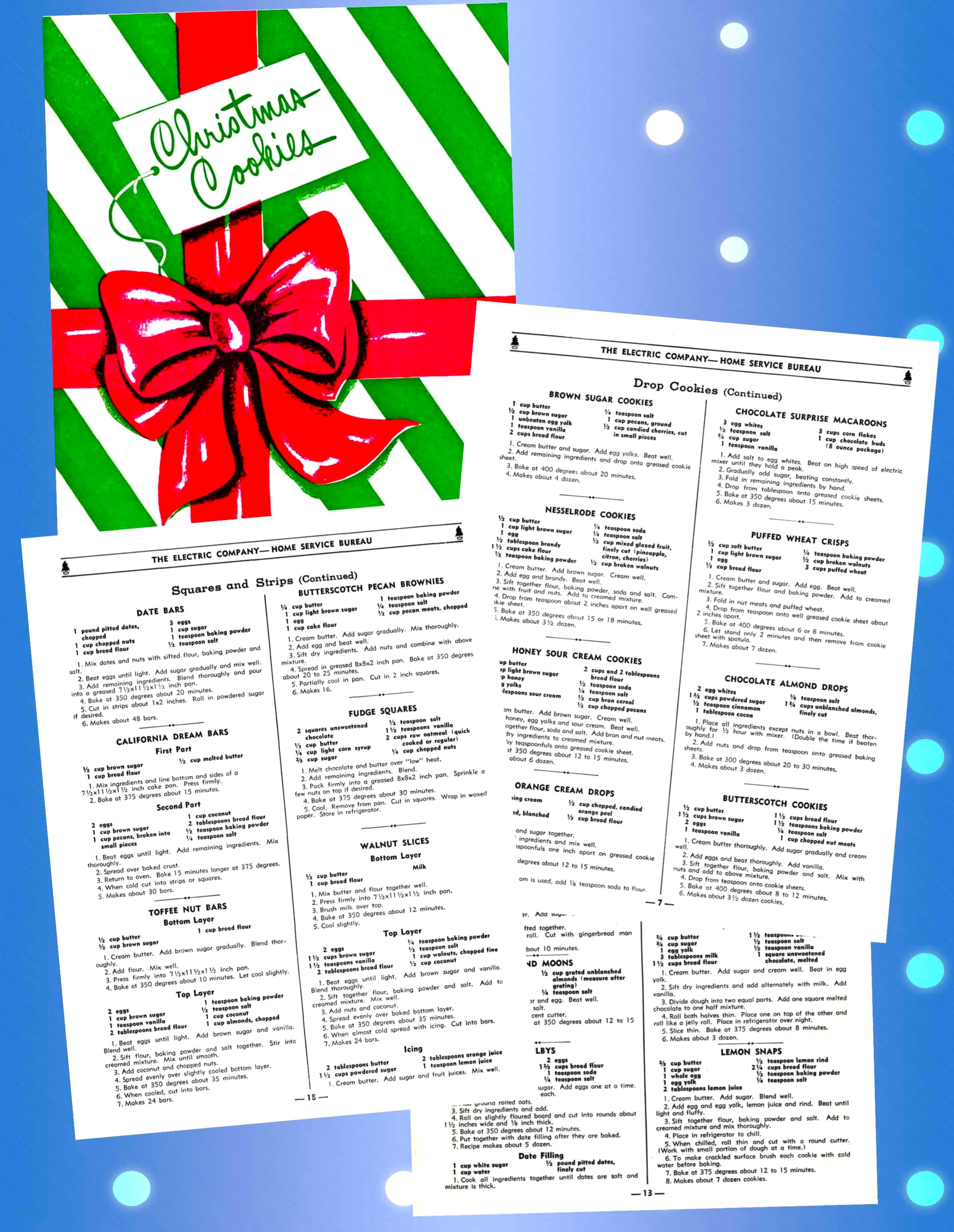 Vintage Christmas Cookies Retro Holiday Recipes 3 Books 1940s Printabl ...