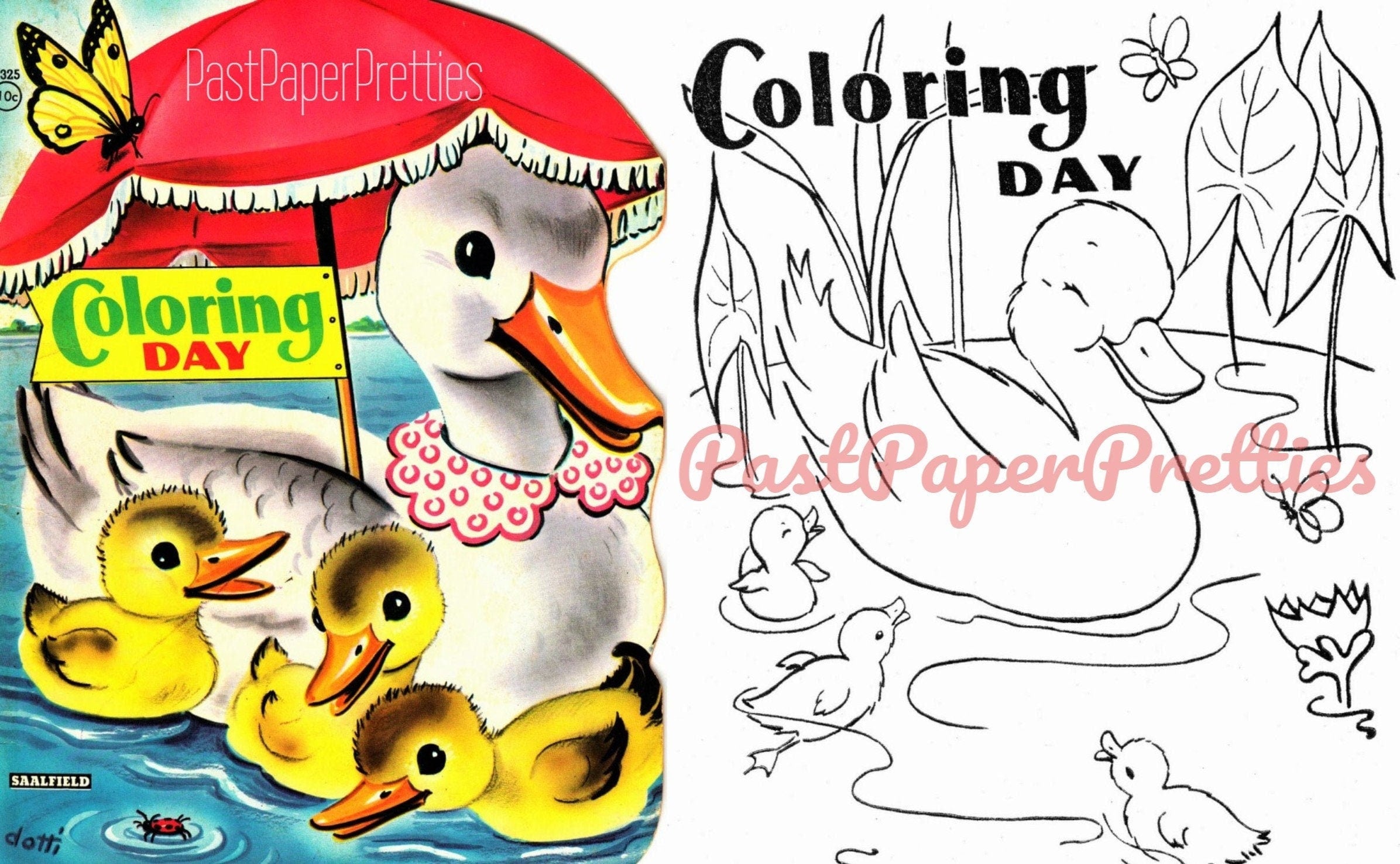 Vintage Printable Coloring Book Pages Coloring Day c. 1960s PDF Instan ...