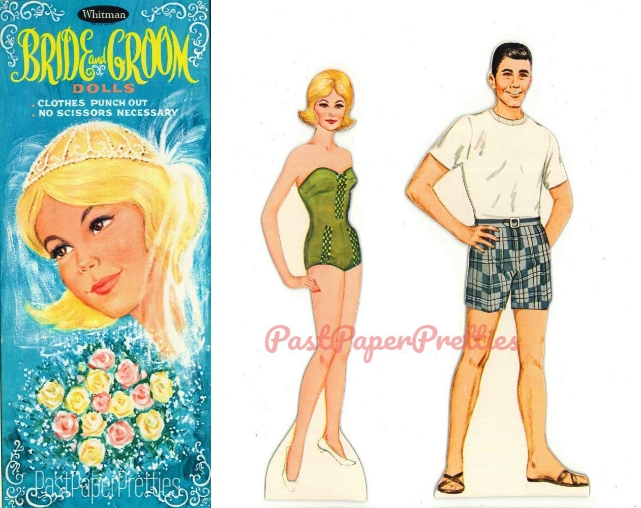 Vintage Paper Dolls Bride and Groom 1960s Printable PDF Instant Digita ...