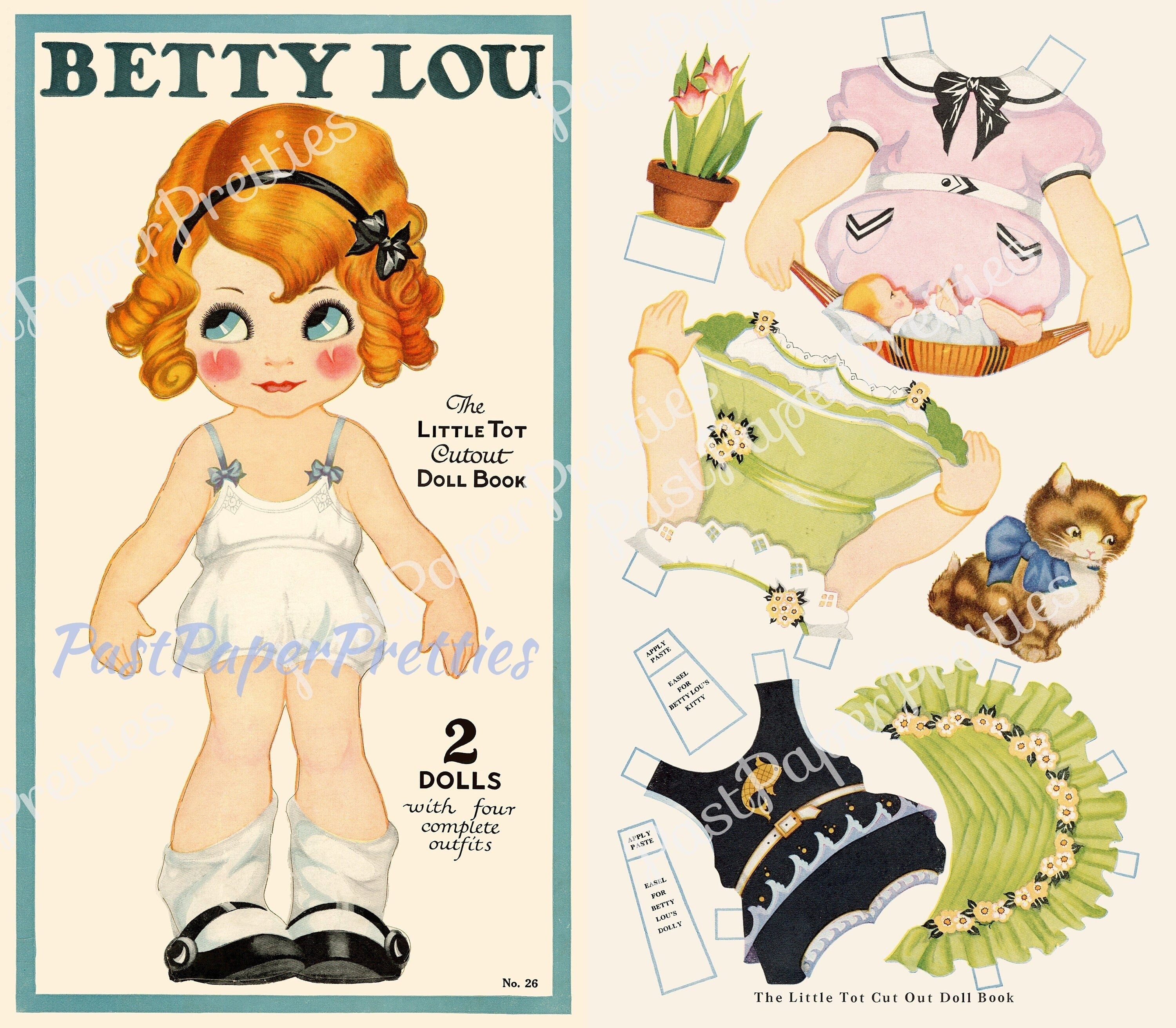 Vintage Antique Paper Dolls Little Tot Cutout Doll Books Cute Big Eyed ...