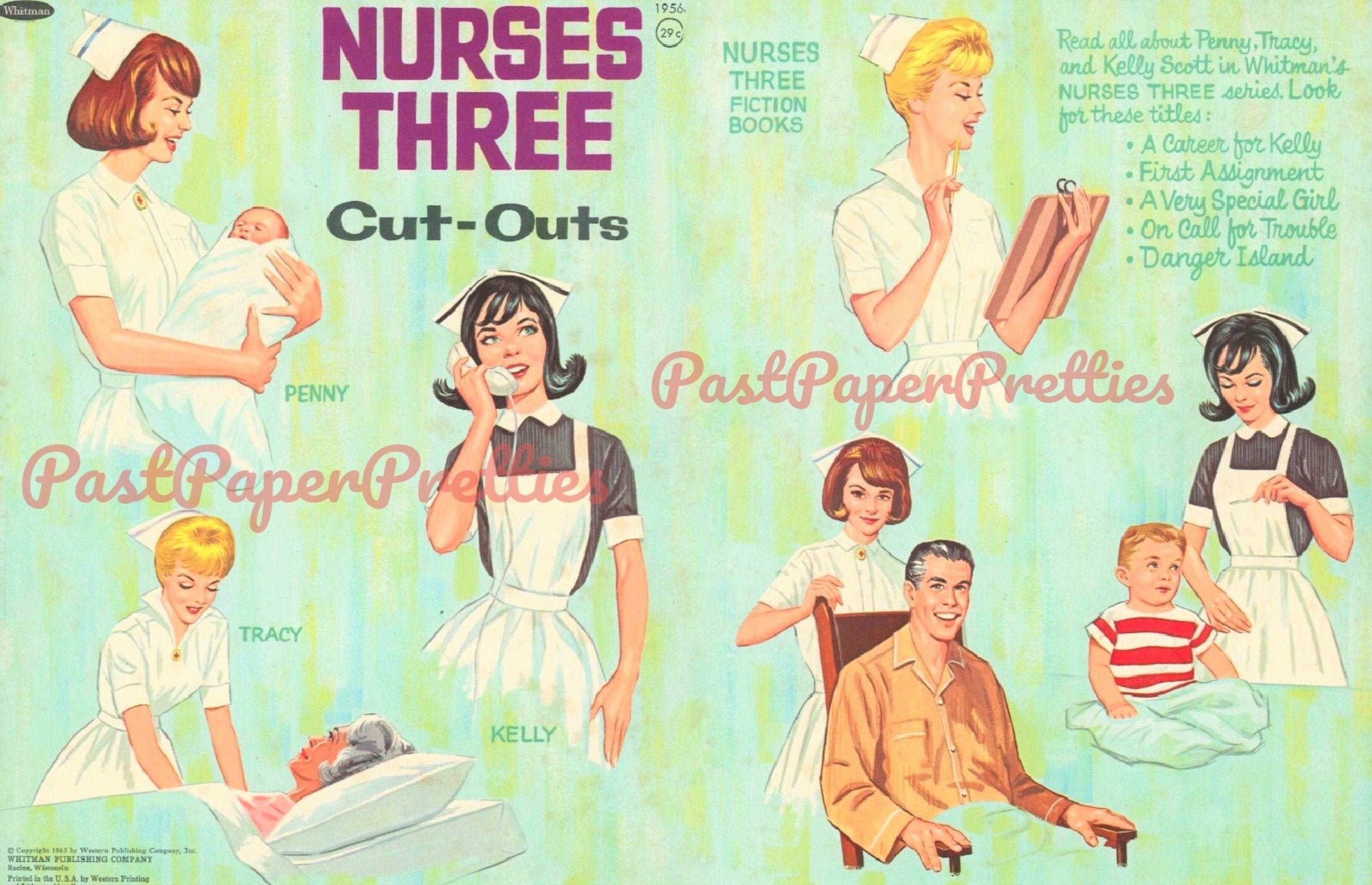 Vintage Paper Dolls Nurses Three Cut-Outs c. 1963 Printable Instant Di ...