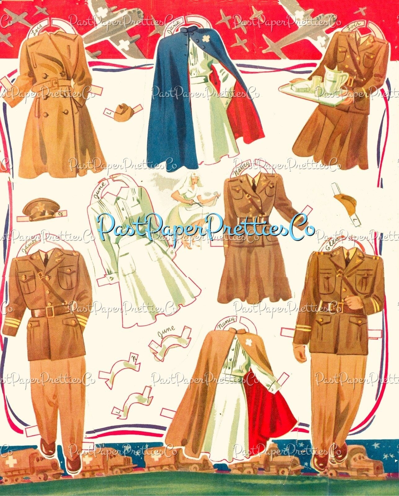 Vintage Paper Dolls Army Nurse and Doctor 1943 WWII Printable PDF Inst ...