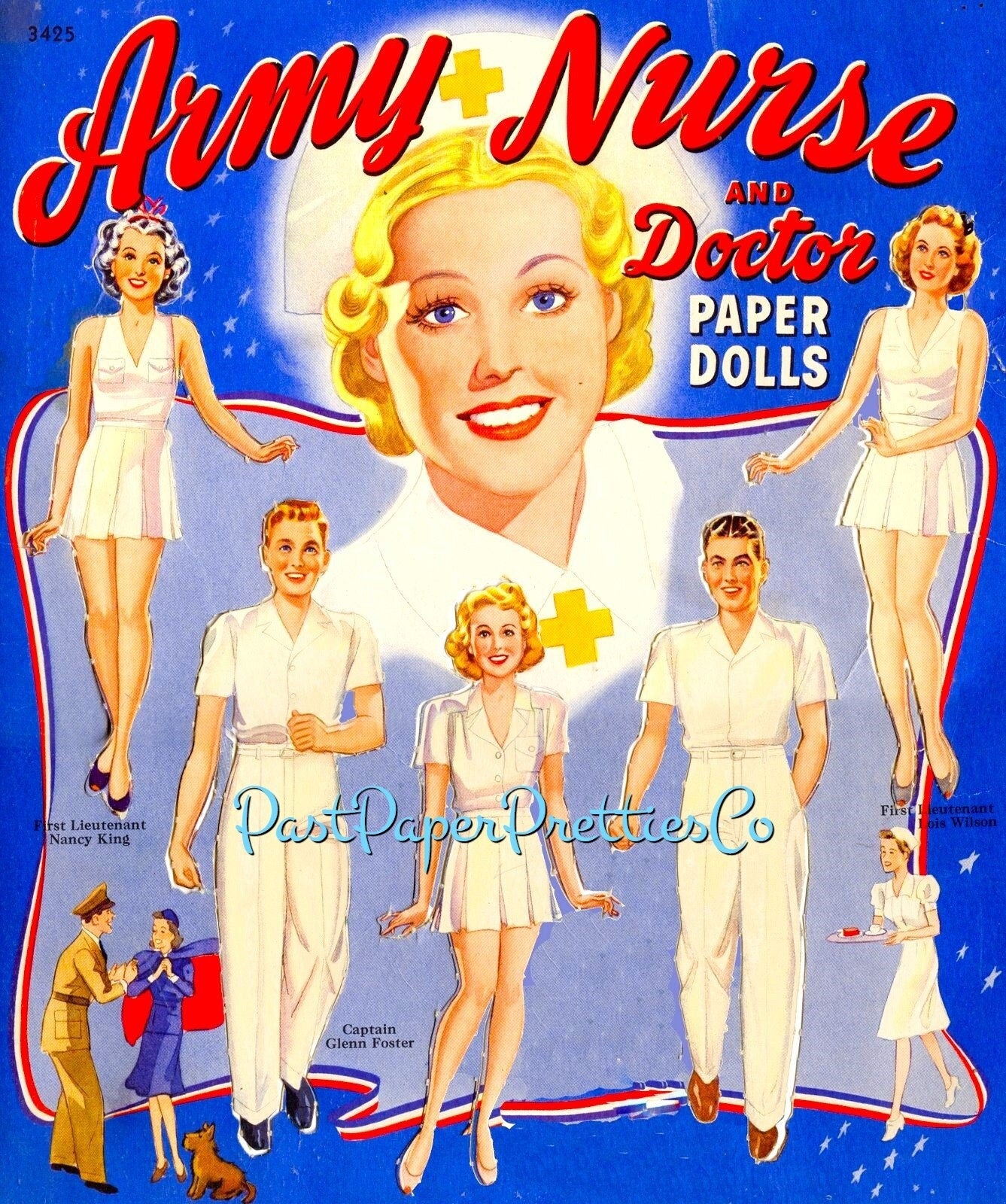 Vintage Paper Dolls Army Nurse and Doctor 1943 WWII Printable PDF Inst ...