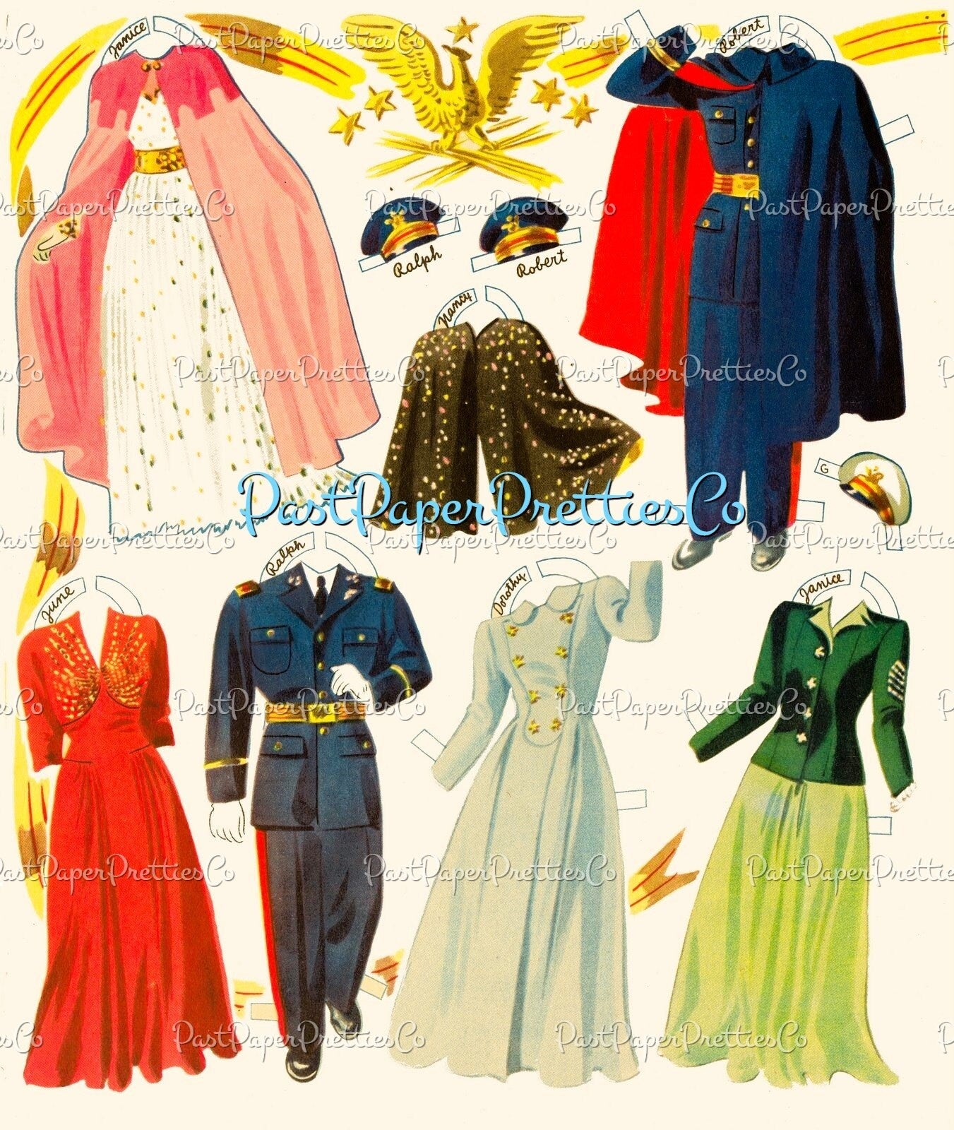 Vintage Paper Dolls Army Nurse and Doctor 1943 WWII Printable PDF Inst ...