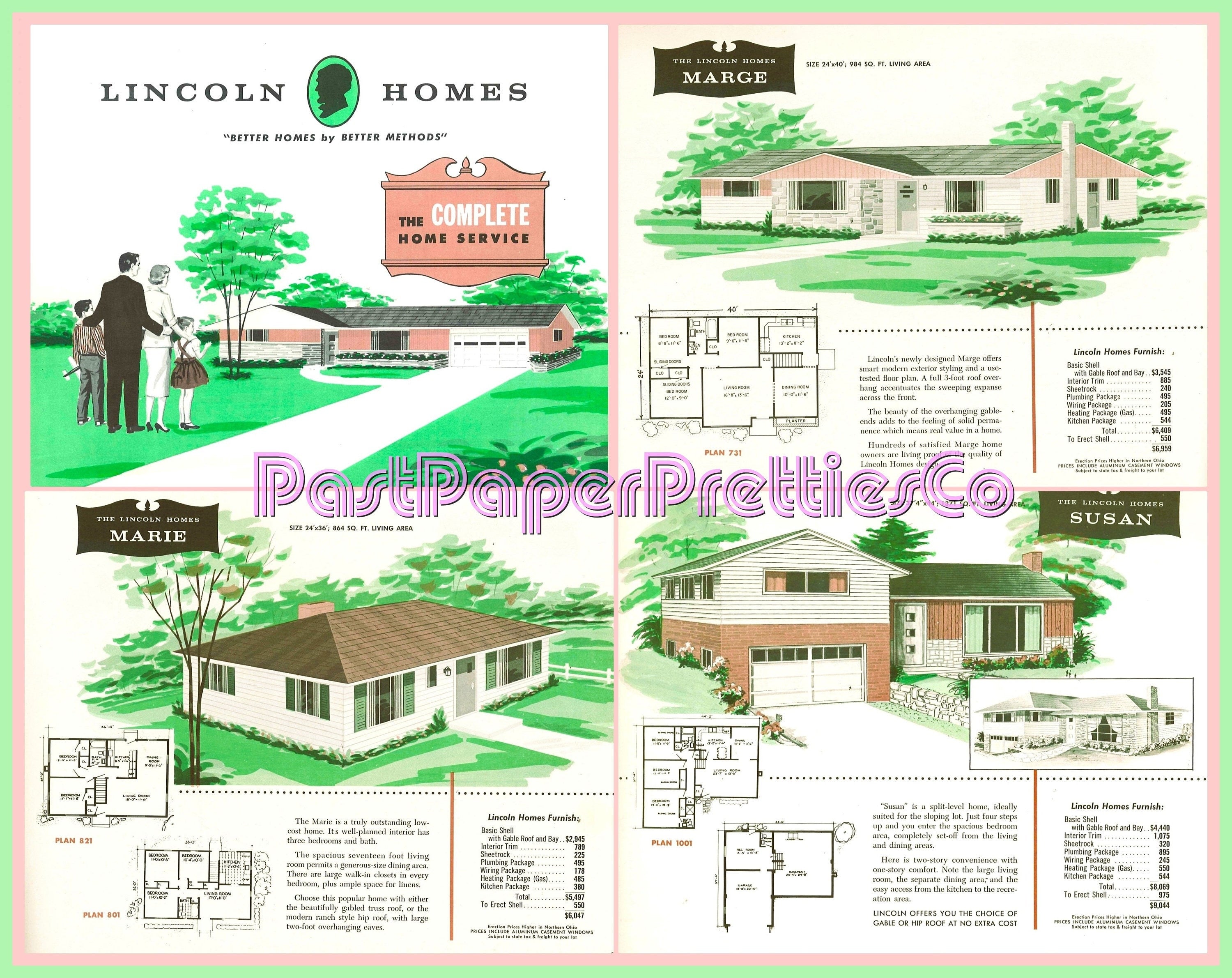 Vintage MCM House Plans Retro Mid Century Mod Homes Printable Book Kit ...