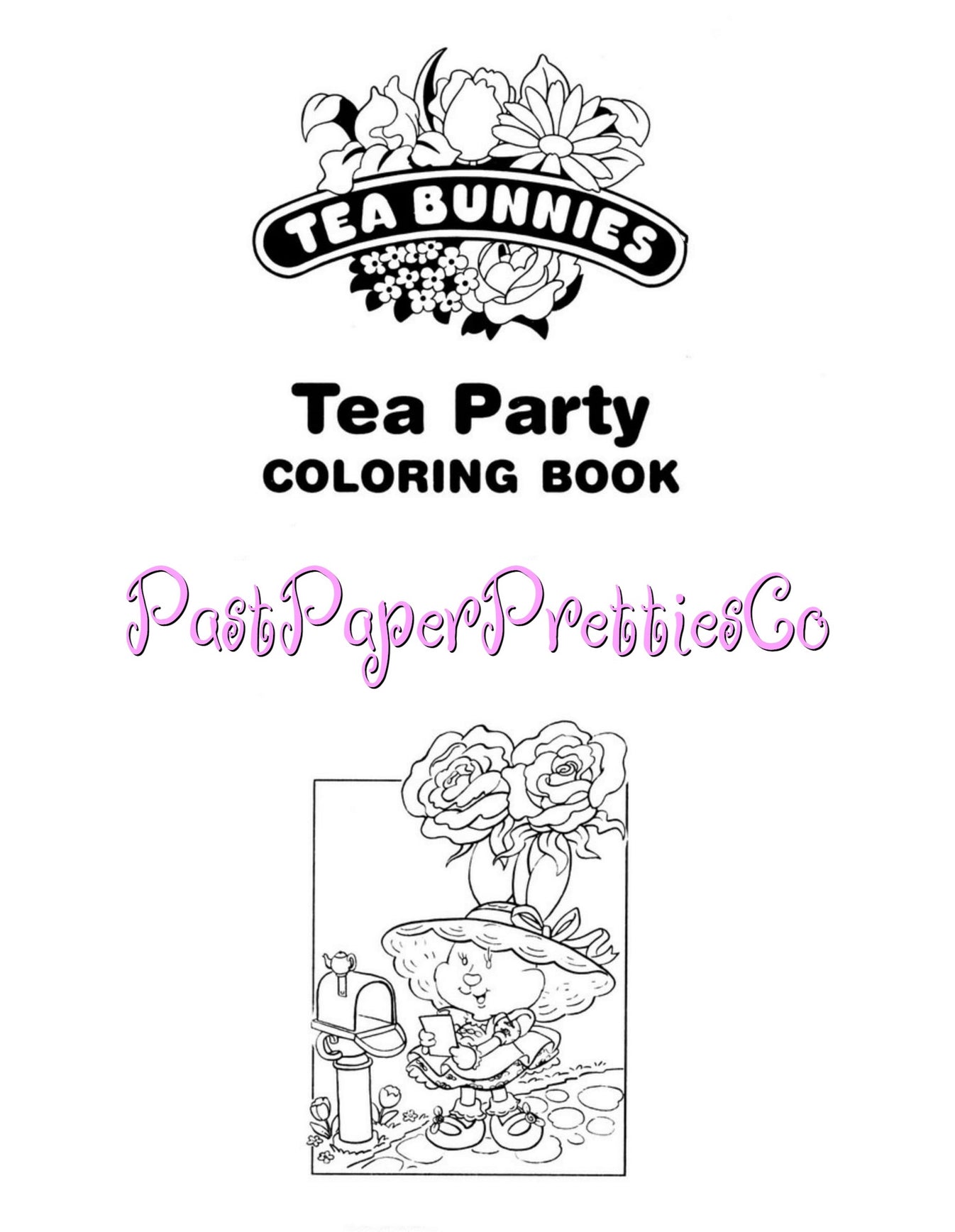 Vintage Coloring Book Tea Bunnies Tea Party Printable PDF Instant Digi ...